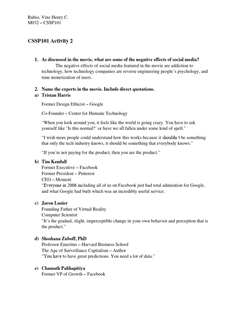 CSSP101 Activity 2 | PDF | Social Media | Popular Culture & Media Studies CSSP101 Activity 2 | PDF | Social Media | Popular Culture & Media Studies