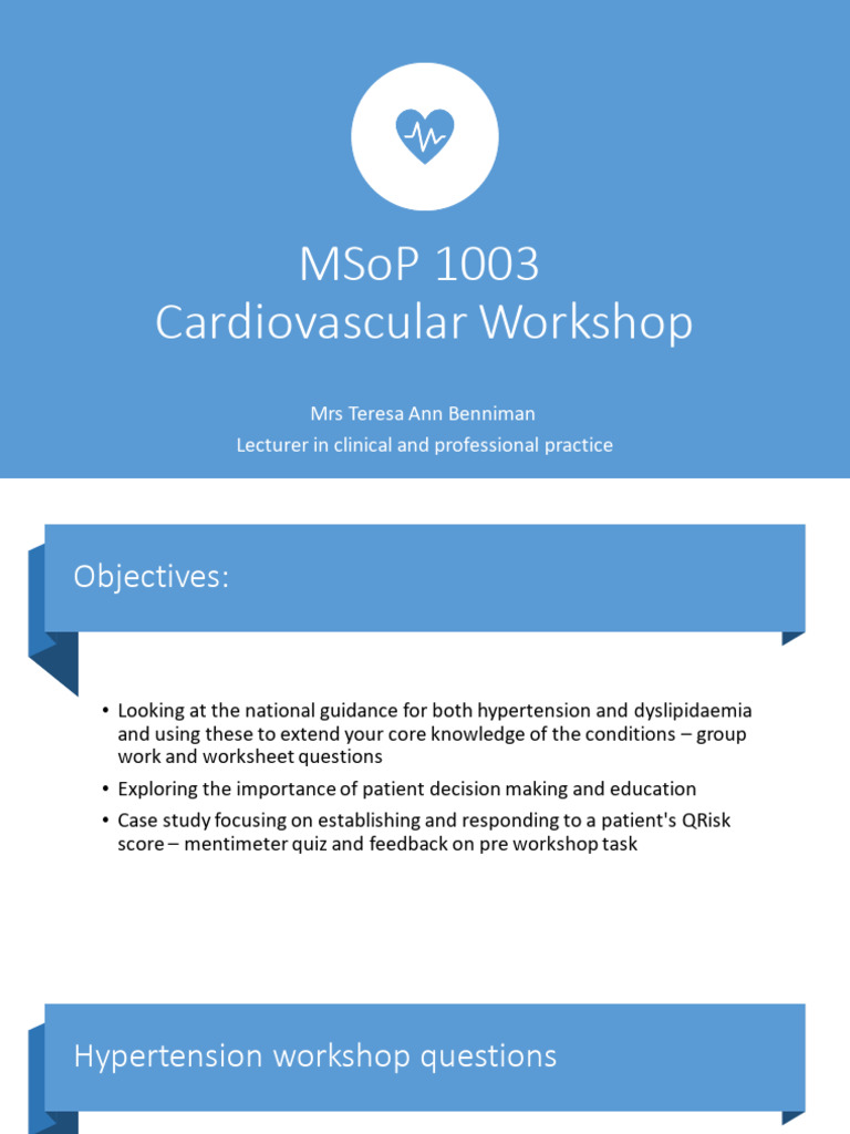 MSoP 1003 CVD WORKSHOP Hypertension Worksheet Answers PP 2023 | PDF ...