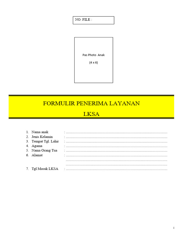 Formulir Penerimaan Layanan Lksa | PDF