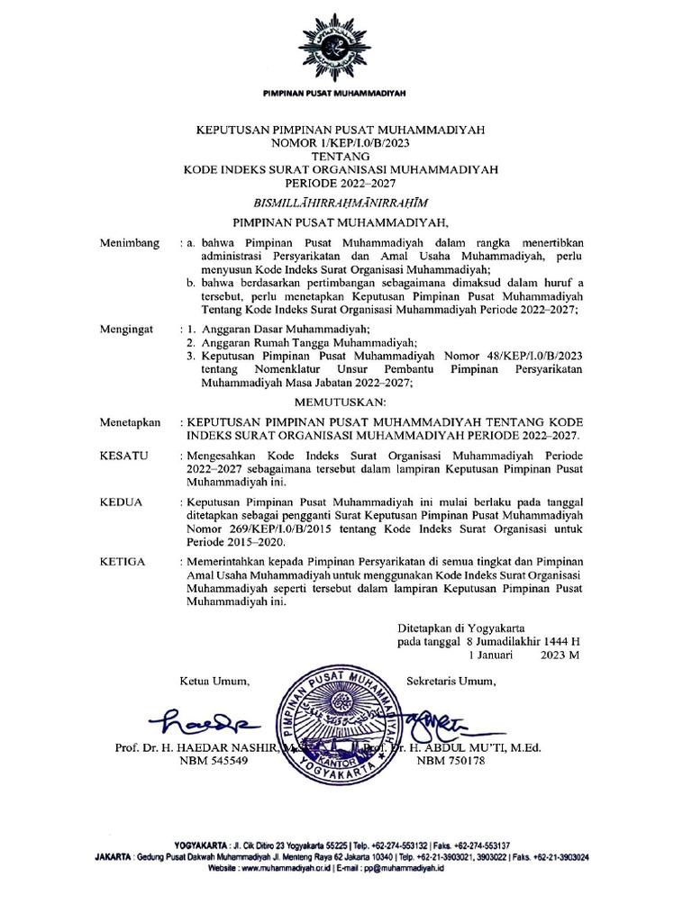 Kode Indeks Surat PPM 2022-2027 | PDF