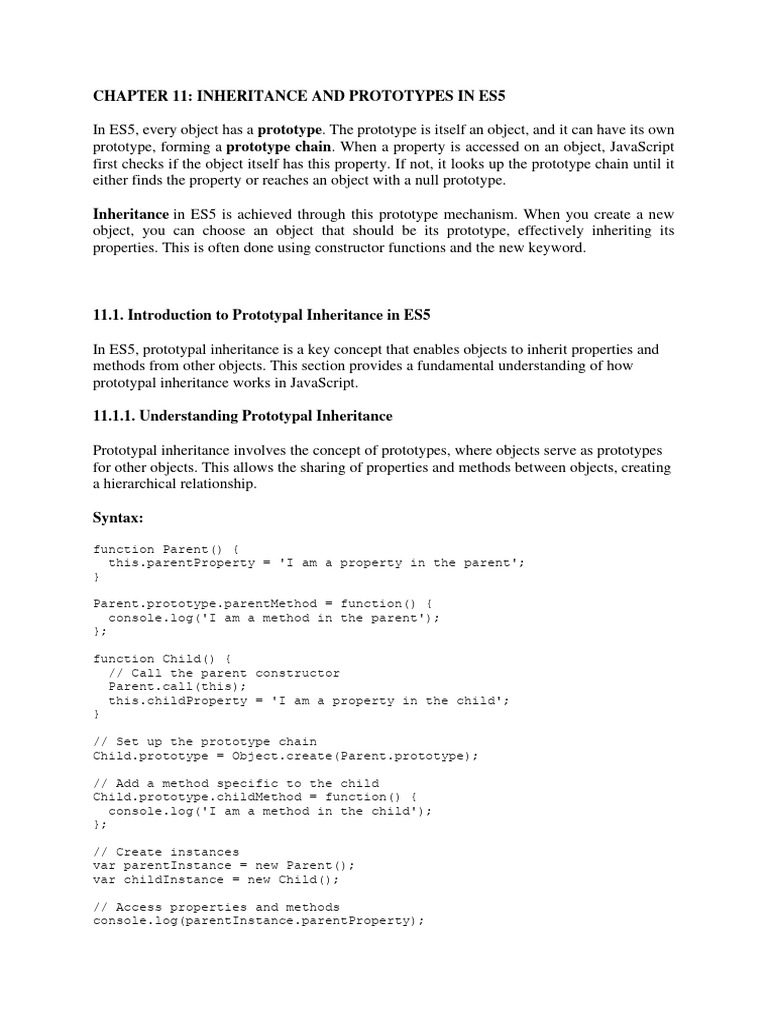 Inheritance and Prototypes in Es5 | PDF | Method (Computer Programming) | Inheritance (Object ...