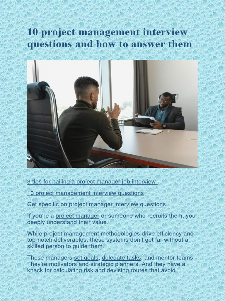 10 Project Management Interview Questions and How To Answer Them | PDF ...