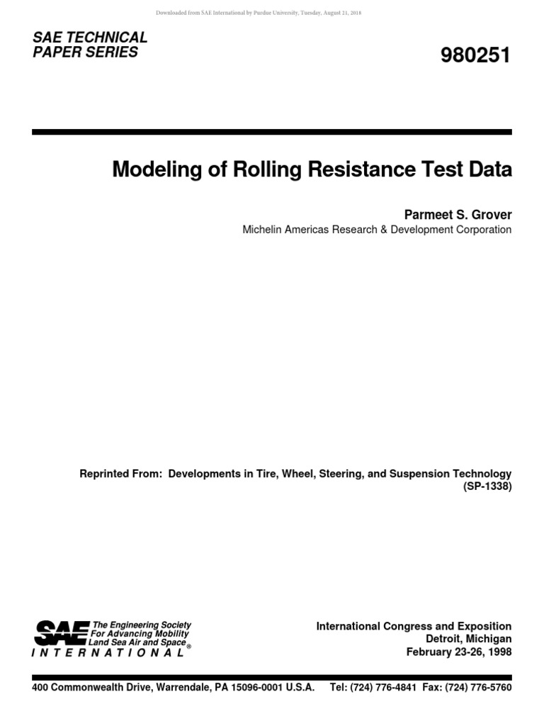 Modeling of Rolling Resistance Test Data | PDF | Linear Regression | Tire