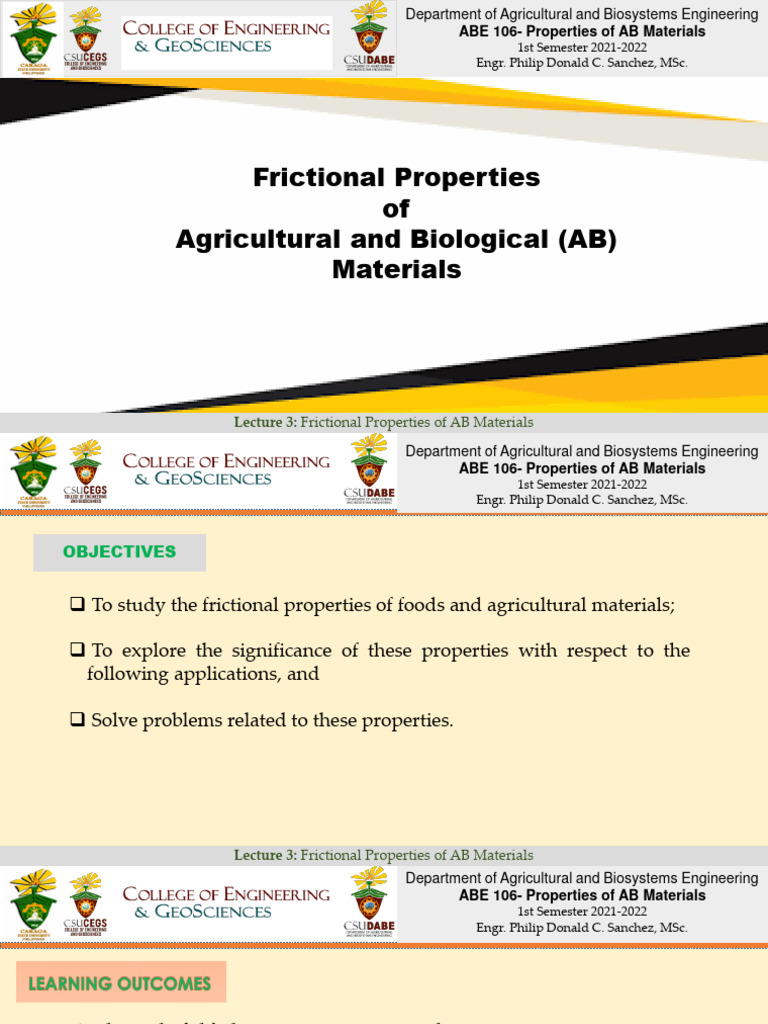 Lecture 3 Frictional Properties Of Ab Materials Download Free Pdf Friction Force