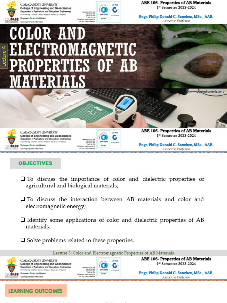 Color and Dielectric Properties of AB Materials | PDF | Electromagnetic ...