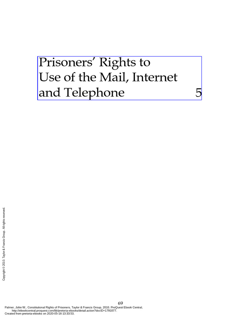 Constitutional Rights of Prisoners - (Chapter 5 Prisoners' Rights To ...