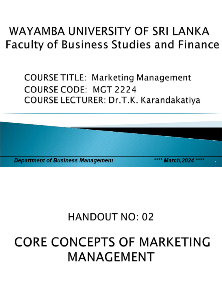 Marketing Management HANDOUT No 2 | PDF | Marketing | Customer