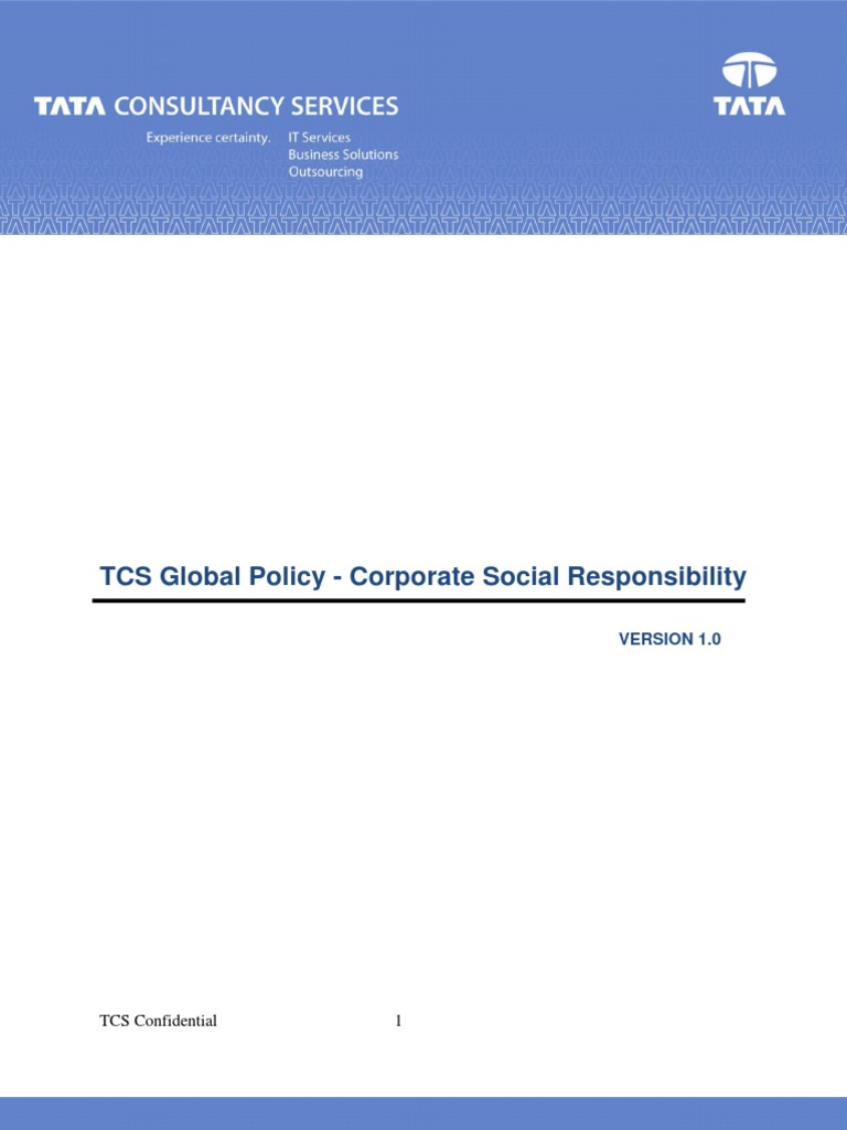 TCS Global Policy - Corporate Social Responsibility | PDF | Corporate ...
