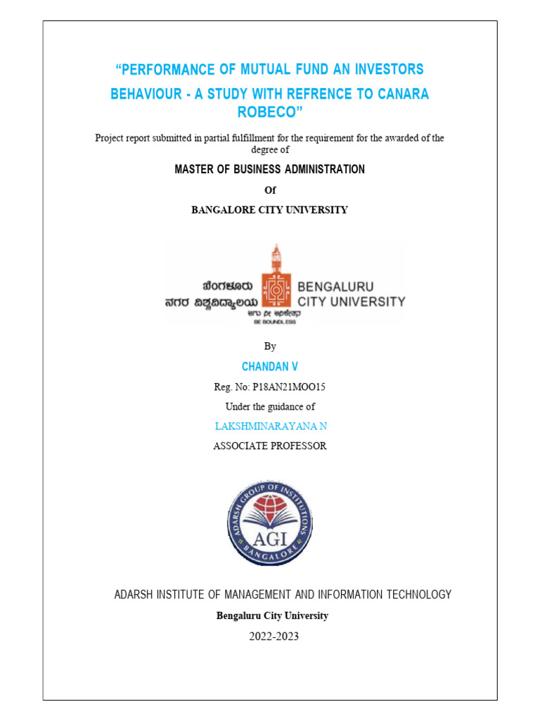 Canara Robeco Mutual Fund Study | PDF | Investment Fund | Diversification (Finance)