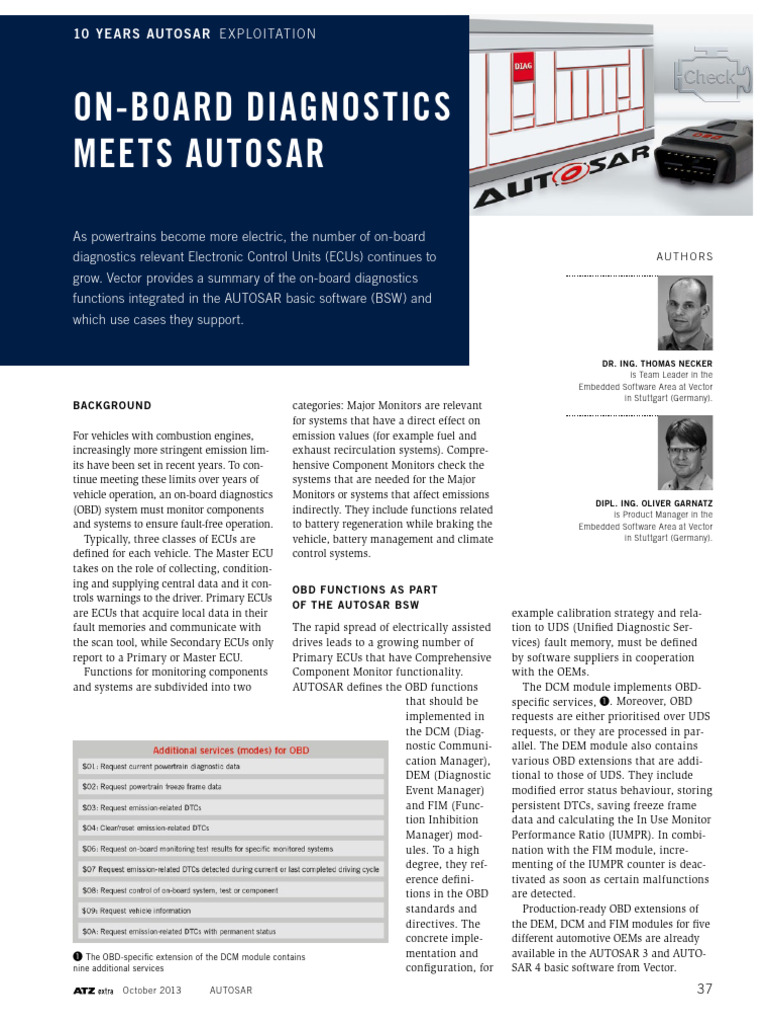 On-Board Diagnostics Meets Autosar: 10 Years Autosar E Xploitation ...
