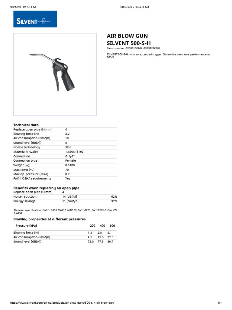 Industrial Air Blow Gun Specs | PDF