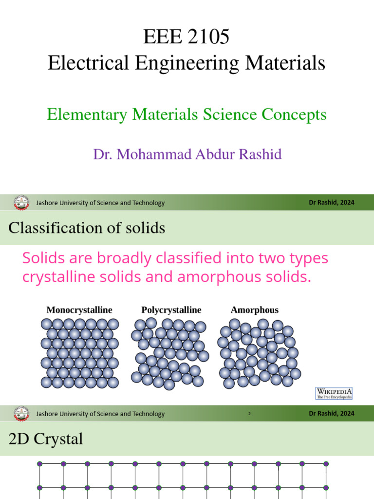 08 EEE 2105 Crystal Structure | PDF | Crystal Structure | Condensed ...