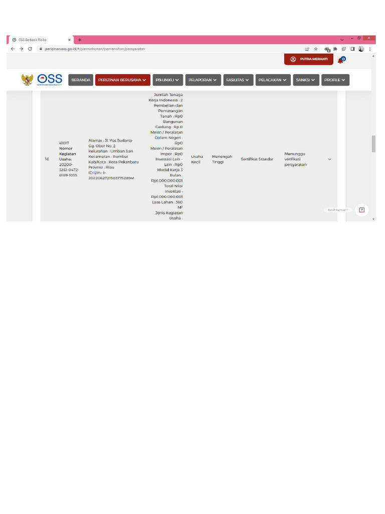 Sertifikat Standar BG007 PT. PM | PDF