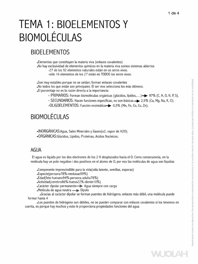 Bioelementos y Biomoleculas | PDF
