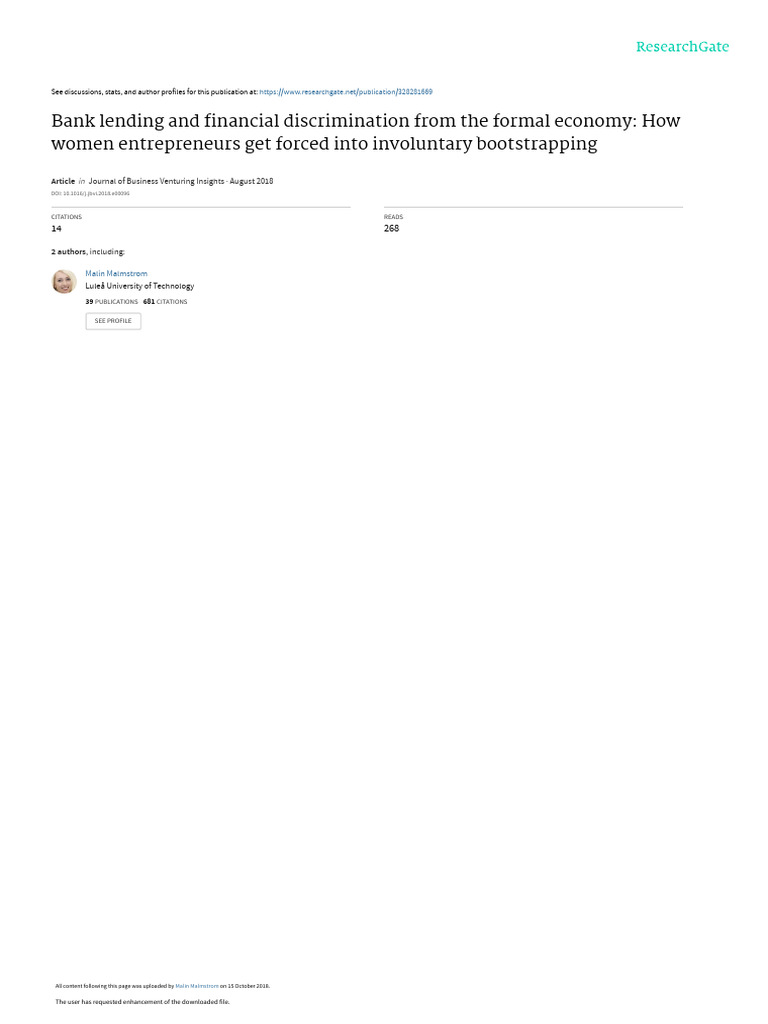 Bank Lending and Financial Discrimination From The Formal Economy How ...