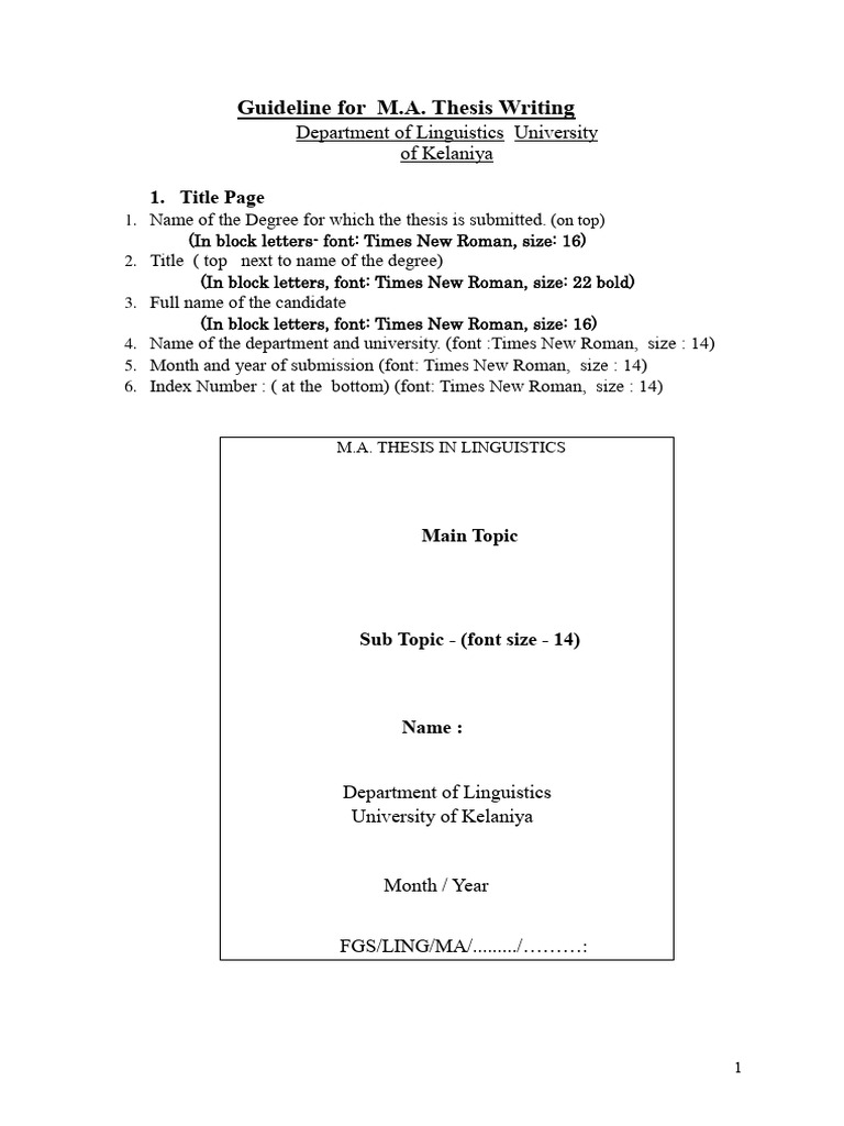 M.A. Thesis Writing Guidelines | PDF | Thesis | Science