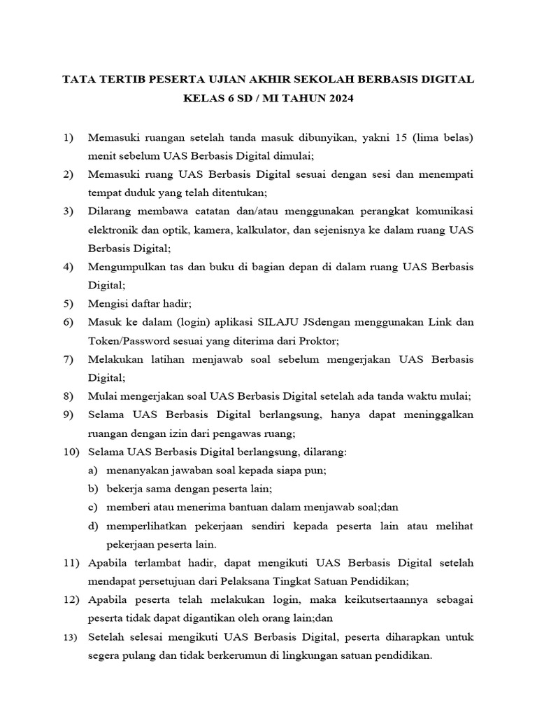 Tata Tertib Pengawas Proktor Teknisi Dan Peserta | PDF