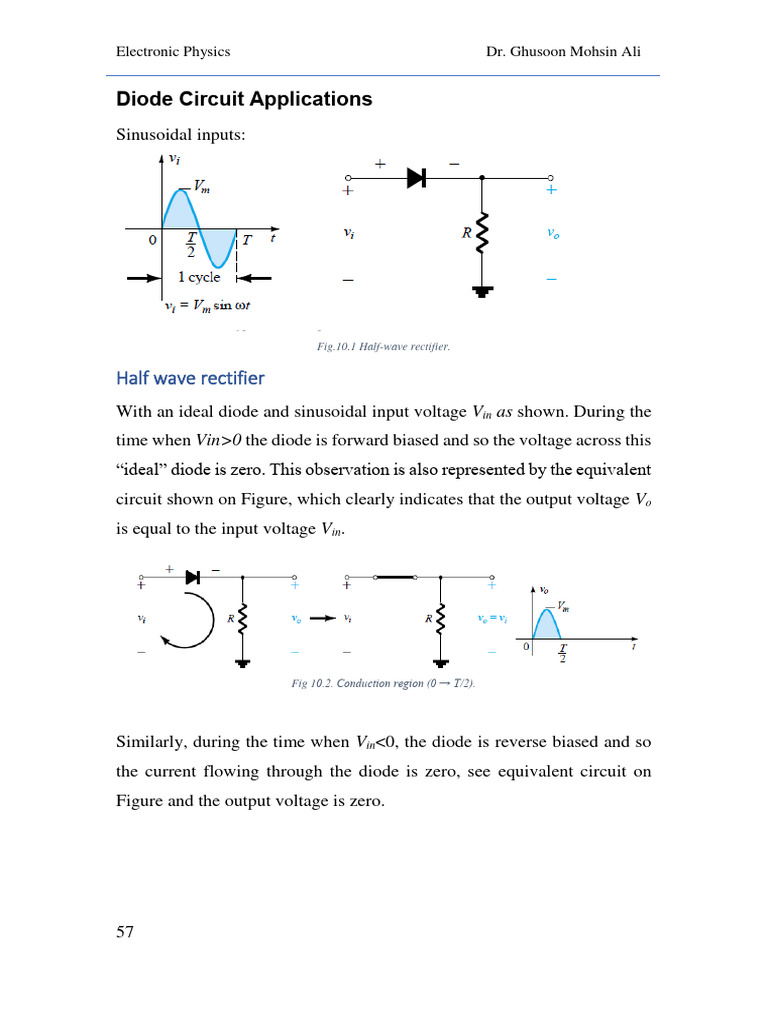 Diode Circuit Applications: Half Wave Rectifier | PDF | Rectifier | Diode