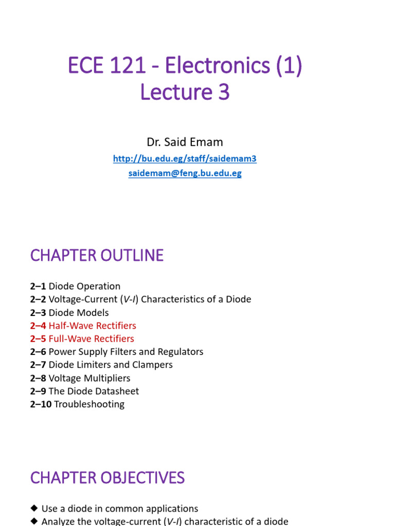 Lecture 3 | PDF | Rectifier | Diode