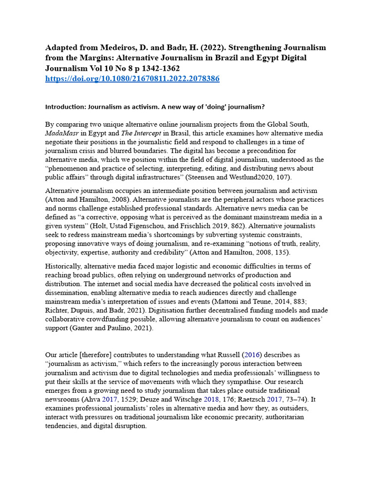 Alternative Journalism in Brazil and Egypt | PDF | Finance & Money ...