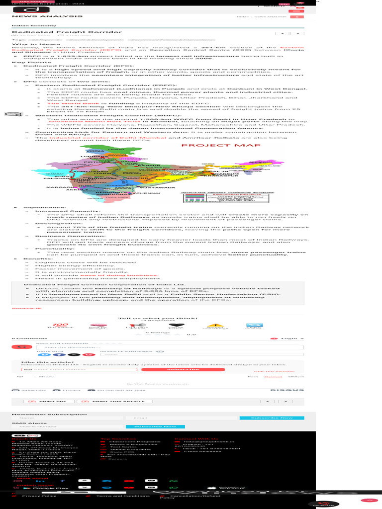 Dedicated Freight Corridor | PDF | Economies | Rail Transport