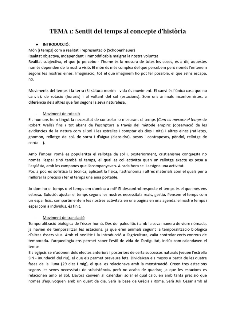 TEMA 1 - Sentit Del Temps Al Concepte D'història | PDF TEMA 1 - Sentit Del Temps Al Concepte D'història | PDF