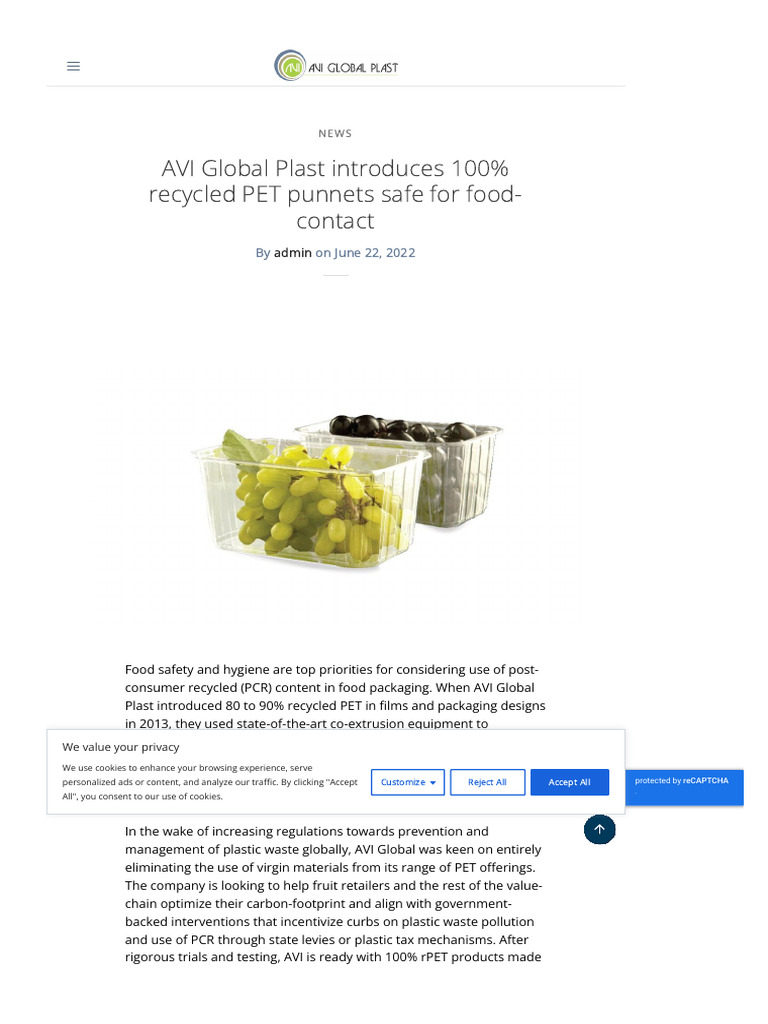 PET Punnets | PDF | Recycling | Packaging And Labeling