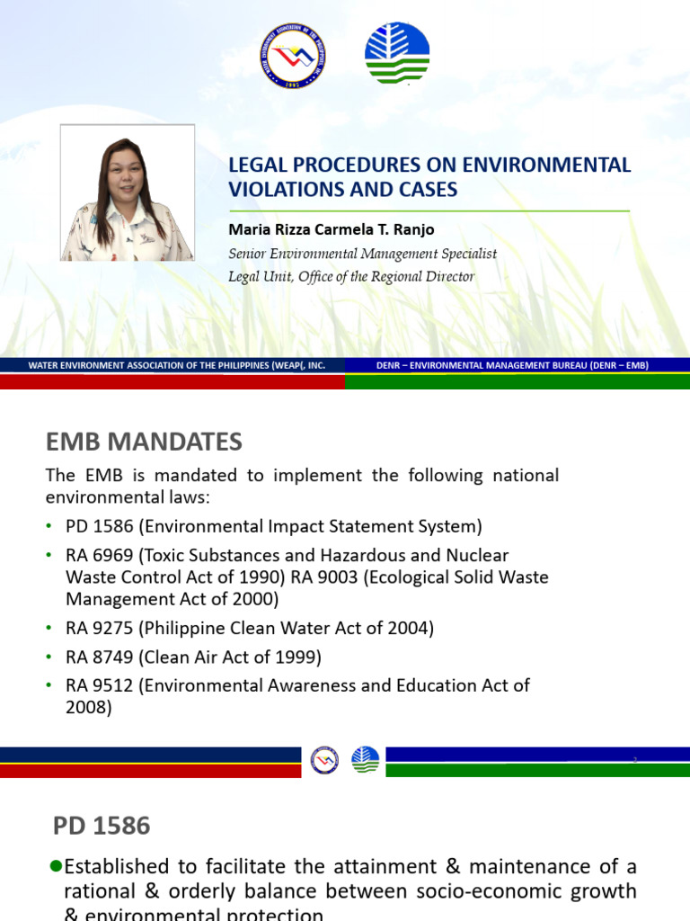 Legal Procedures On Environmental Cases Maria Rizza Carmela T. Ranjo | PDF | Municipal Solid ...