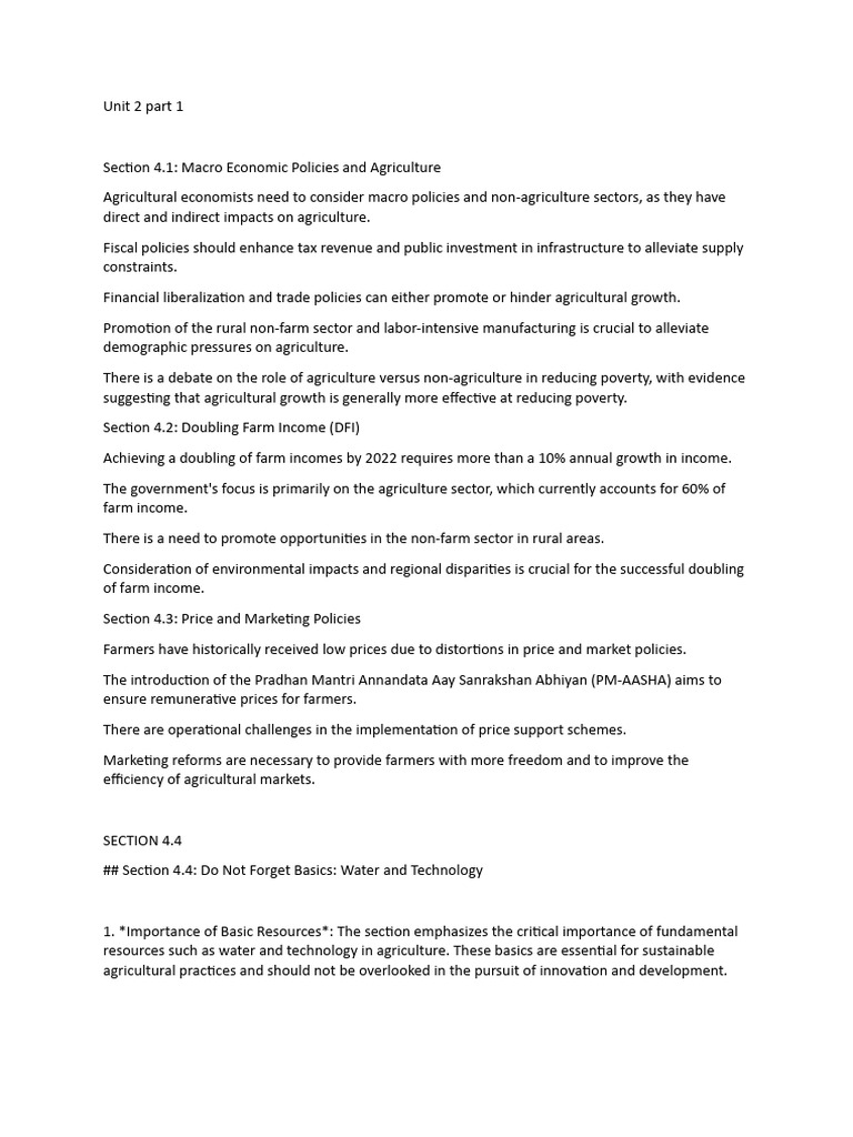 Unit 2 Part 1 Notes For Section 4 Pdf Sustainable Agriculture