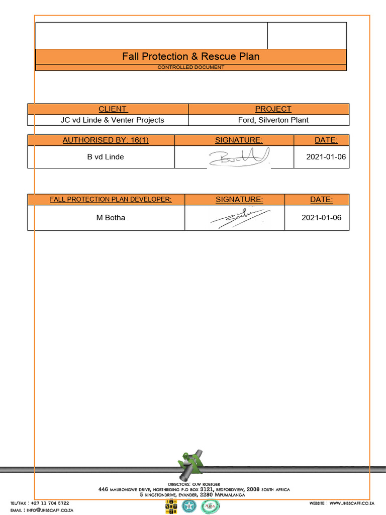 Fall Protection Plan | PDF | Occupational Safety And Health