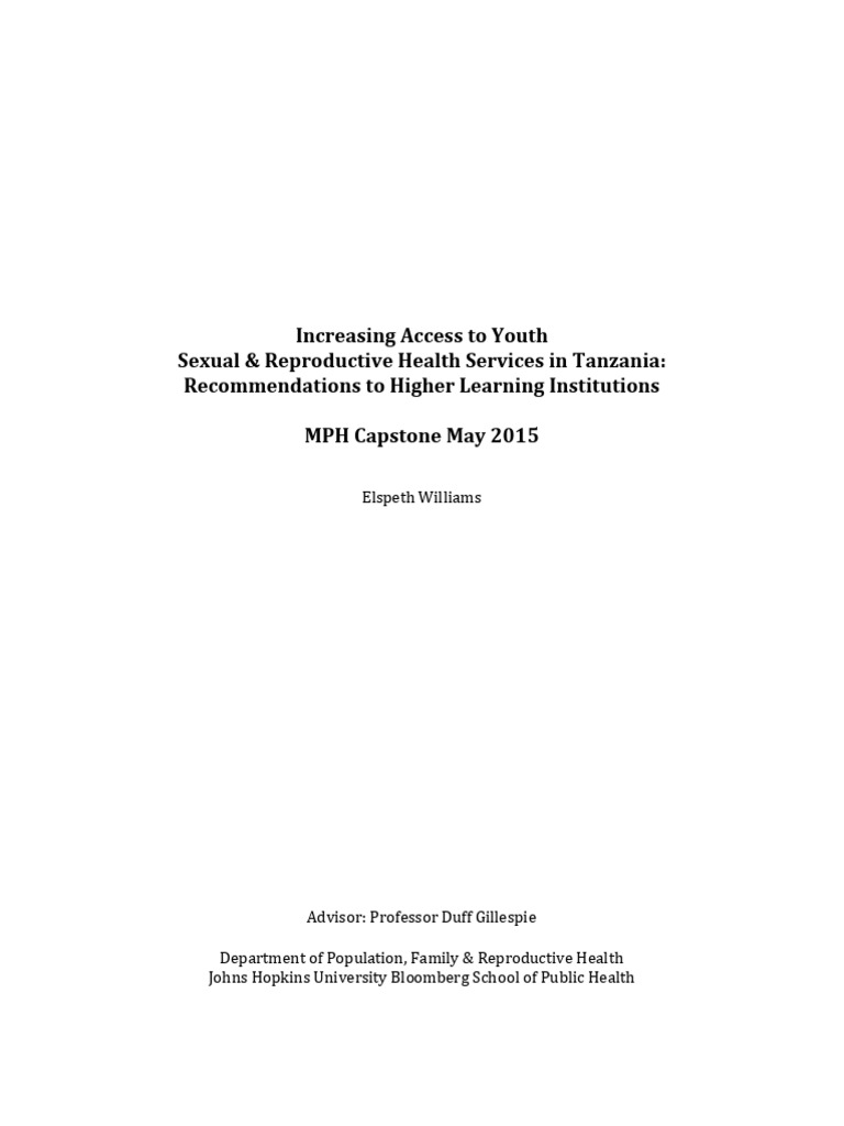 Elspeth Williams Final Capstone | PDF | Family Planning | Sex Education