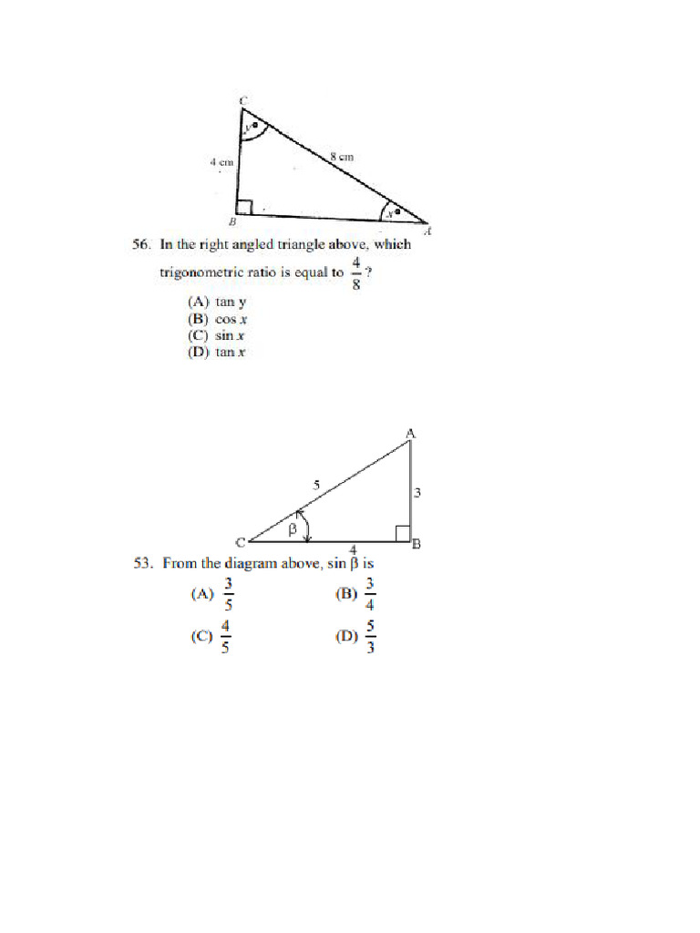 CSEC Maths Multiple Choice Trig | PDF