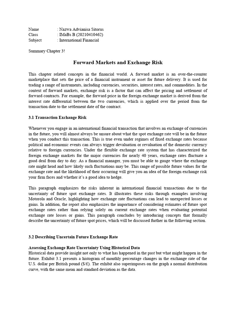 Summary Chapter 3 | PDF | Foreign Exchange Market | Hedge (Finance)