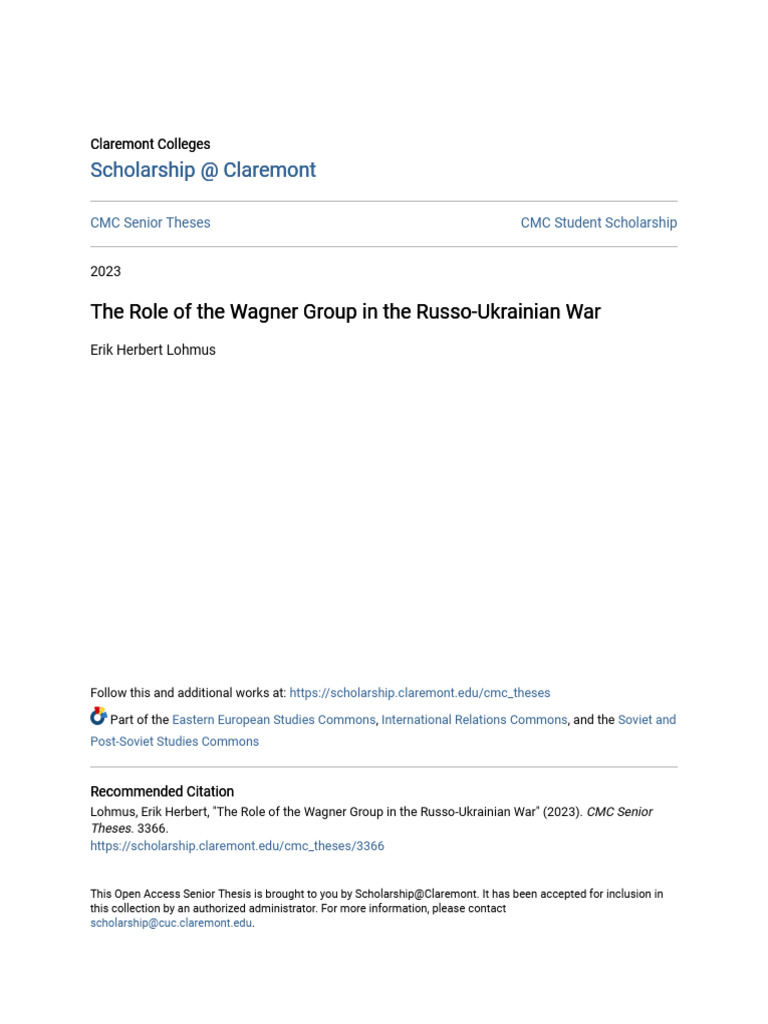 The Role of The Wagner Group in The Russo-Ukrainian War | PDF ...