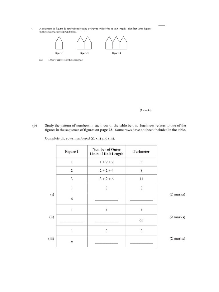 CSEC Maths Patterns Multiple Choice | PDF