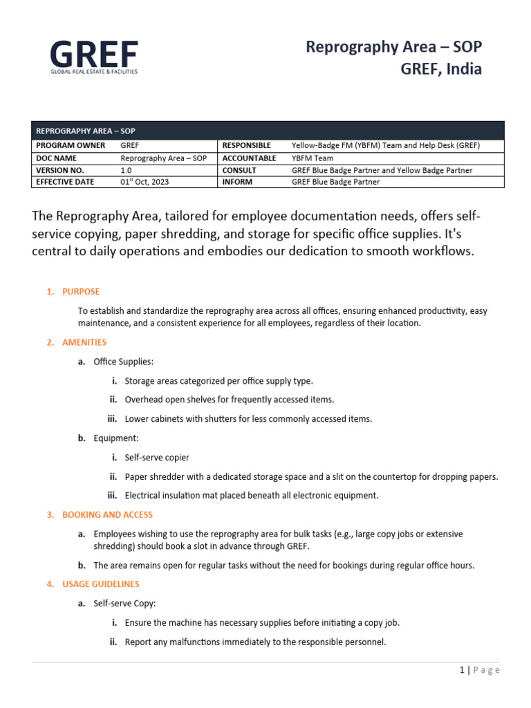 Reprography Area Sop | PDF | Photocopier