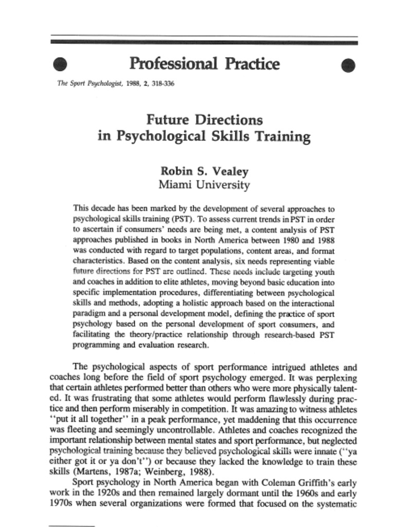 Vealey 1988 | PDF | Psychology | Behavioural Sciences