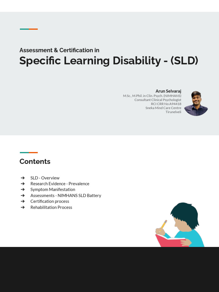 Assessment & Certification of Specific Learning Disability - (SLD) | PDF | Learning Disability ...