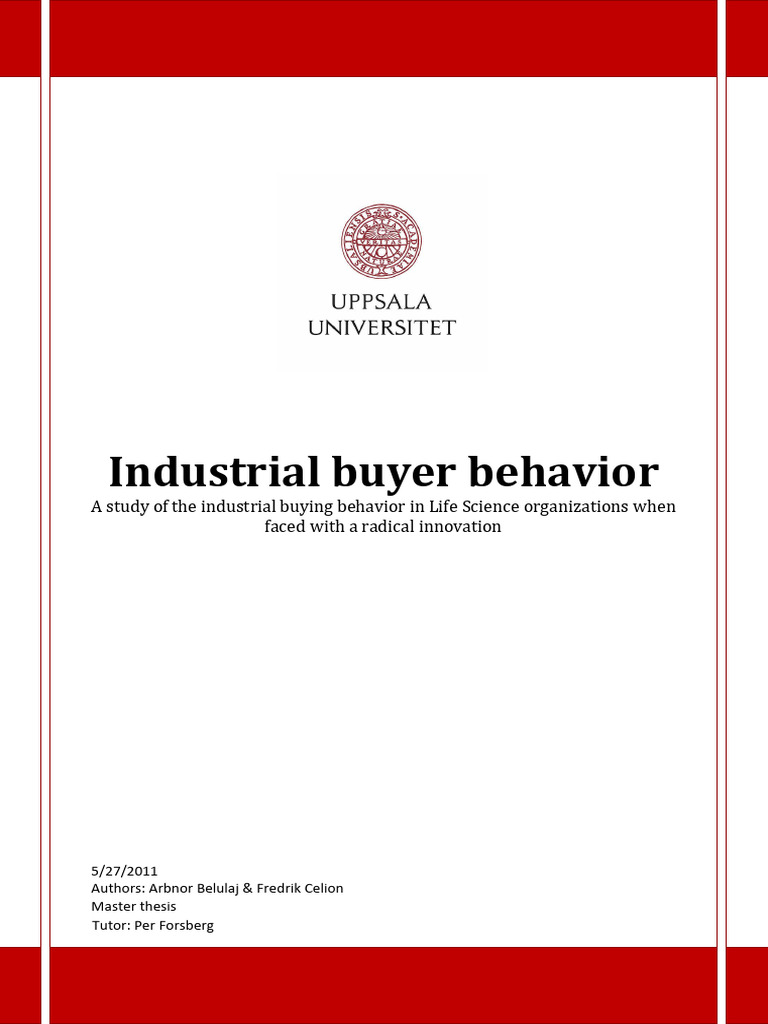 Industrial Buying Thesis | PDF | Consumer Behaviour | Innovation