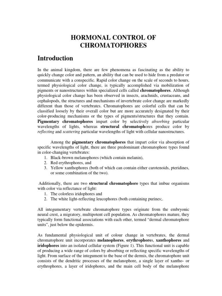 Hormonal Control of Chromatophores | PDF | Carotenoid | Cell Biology