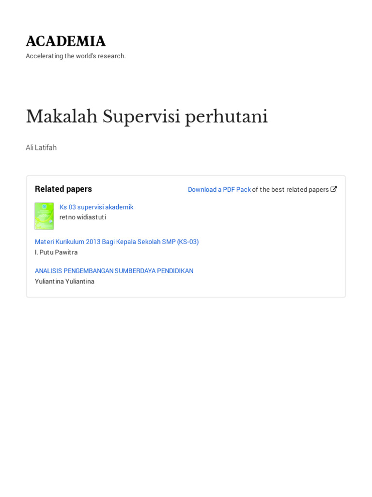 Makalah Supervisi Perhutani With Cover Page v2 | PDF