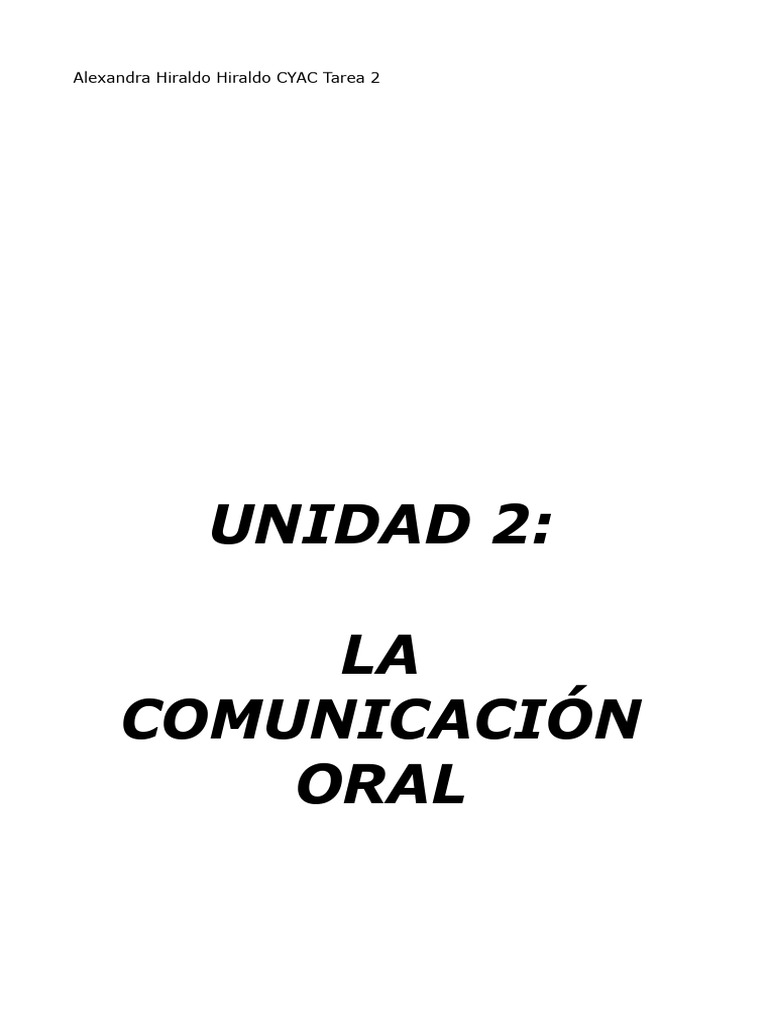 Hiraldo Hiraldo Alexandra CYAC Unidad2 Tarea1 | PDF | Comunicación | Comunicación no verbal