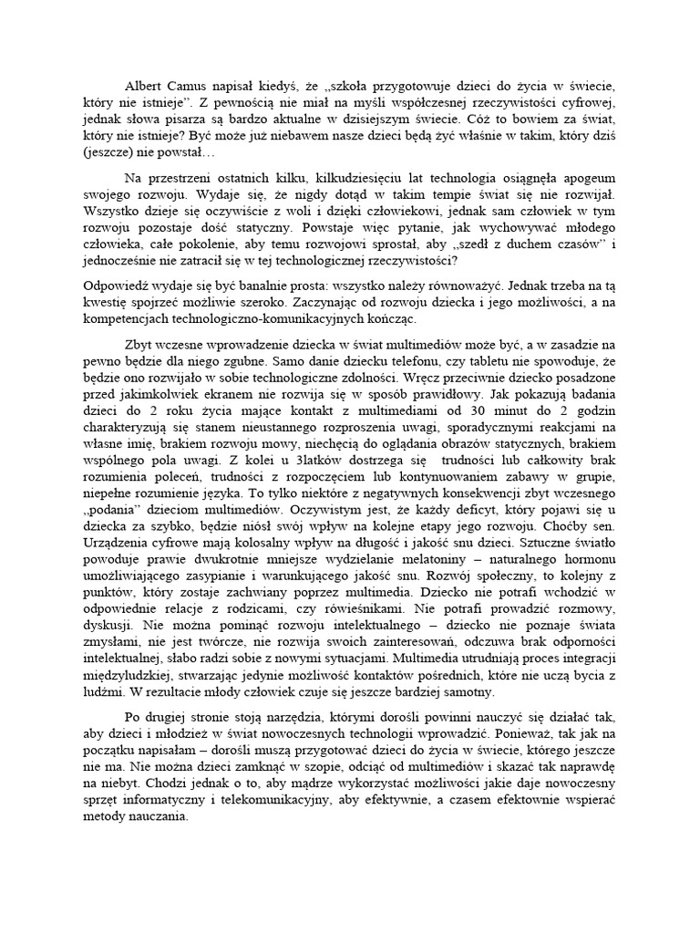 Esej Na Informatykę | PDF