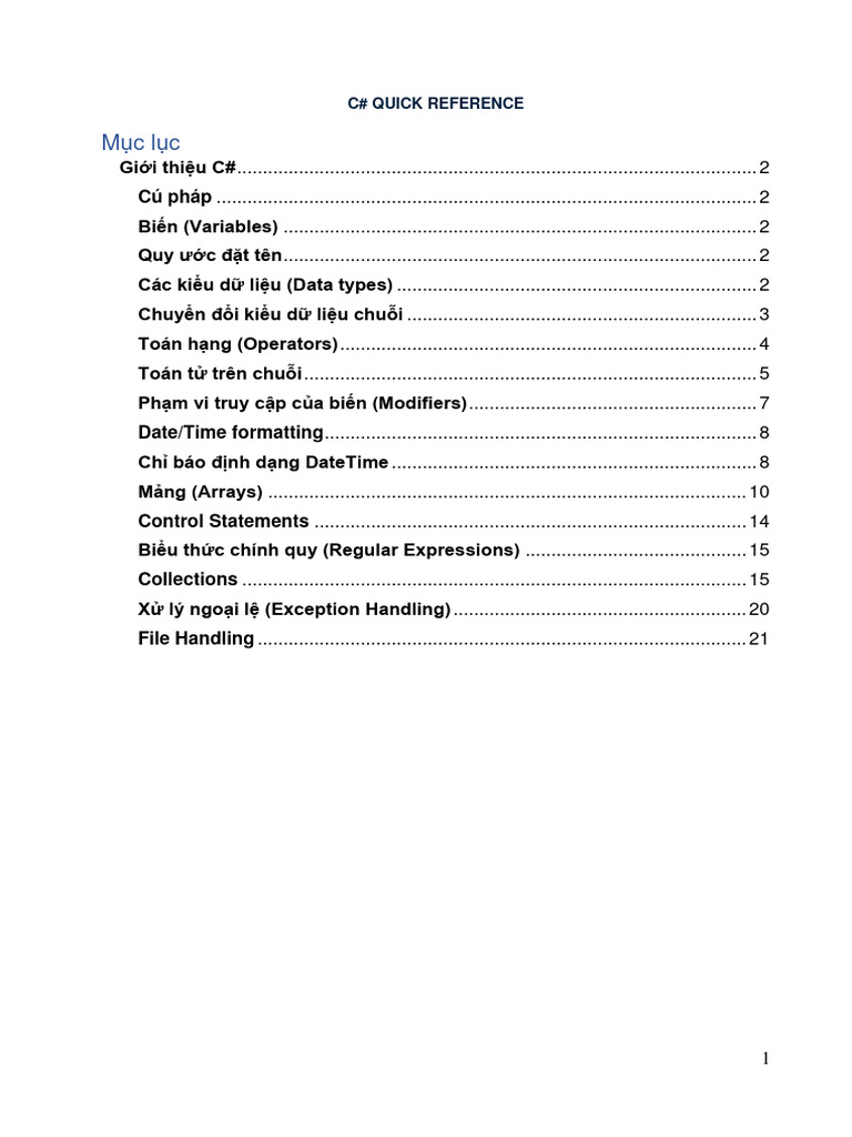 C#Reference - Tiếng Việt | PDF