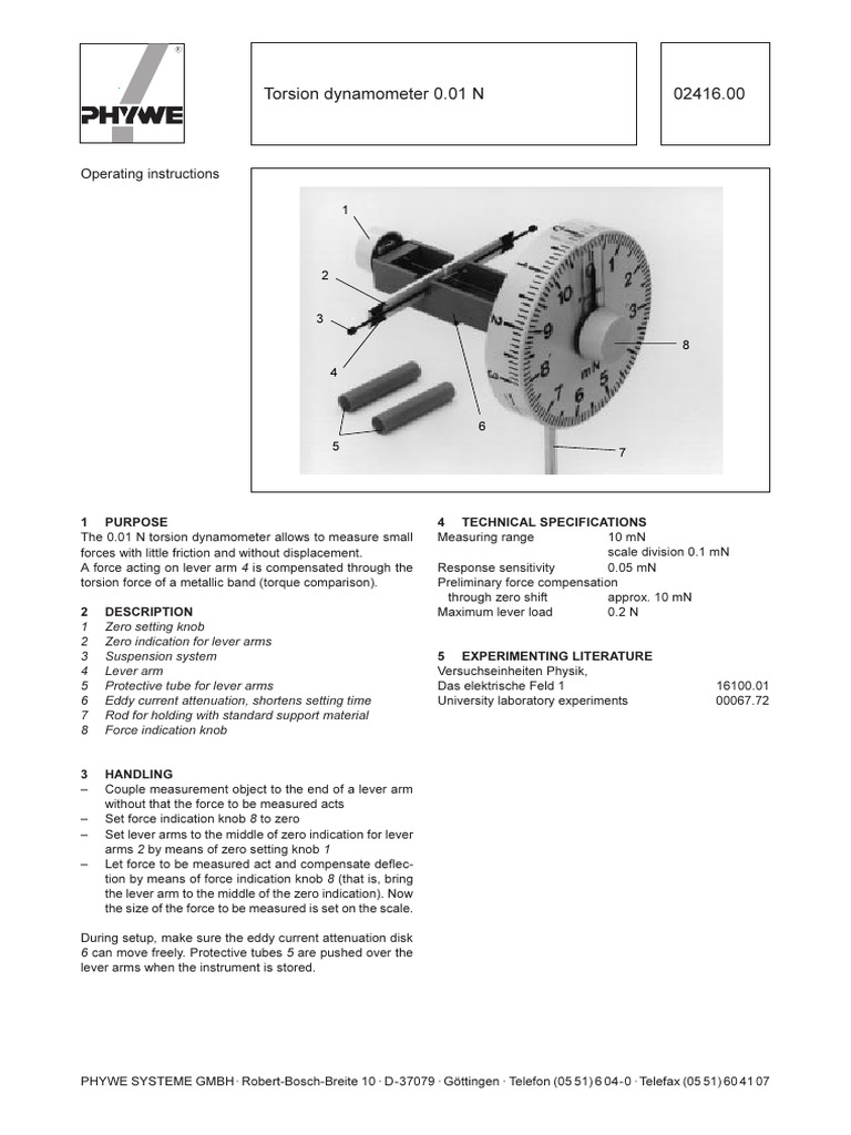 Torsion dynometer | PDF | Torque | Force
