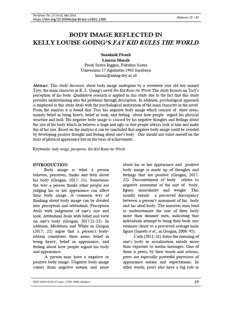 Body Image Reflected in Kelly Louise Going's Fat Kid Rules The World ...
