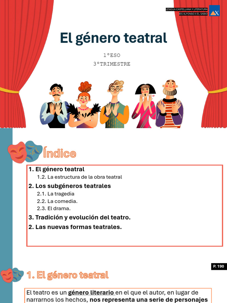 Género Teatral 1º Presentación | Descargar gratis PDF | Teatro | Tragedia