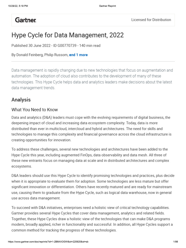 Gartner Hype cycle 2022 | PDF | Cloud Computing | Analytics