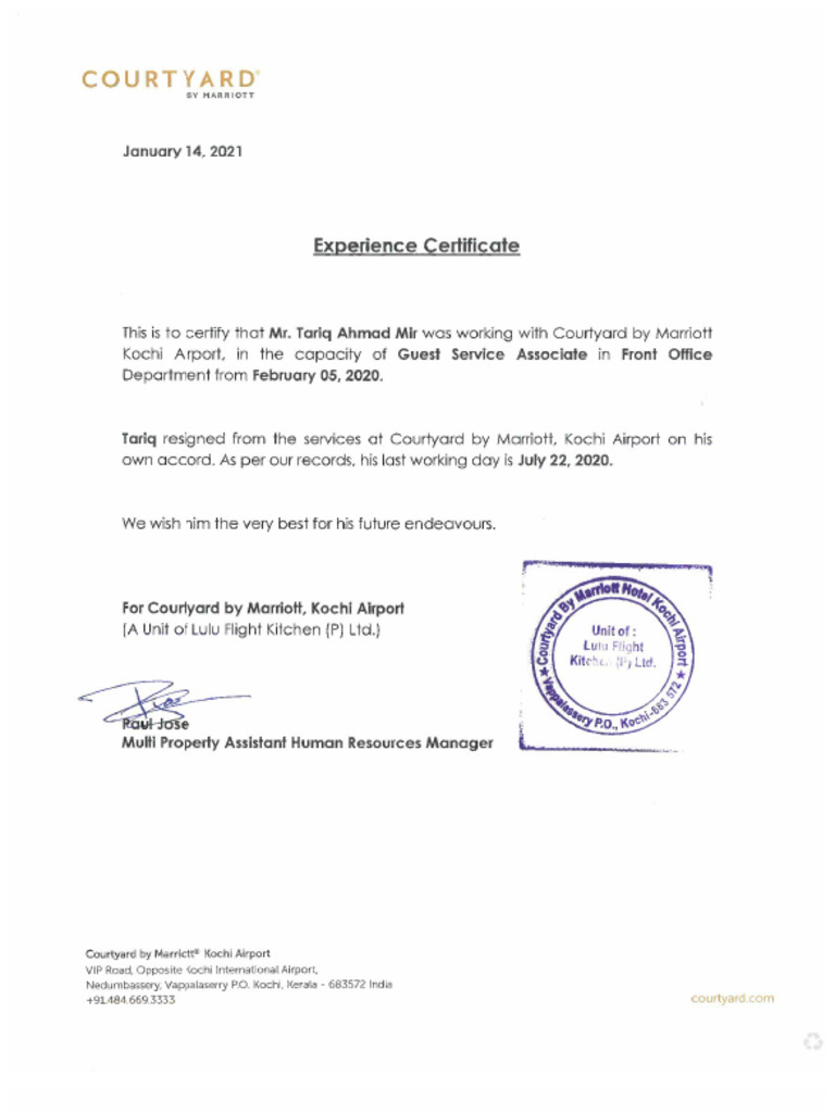 Experience Certificate | PDF