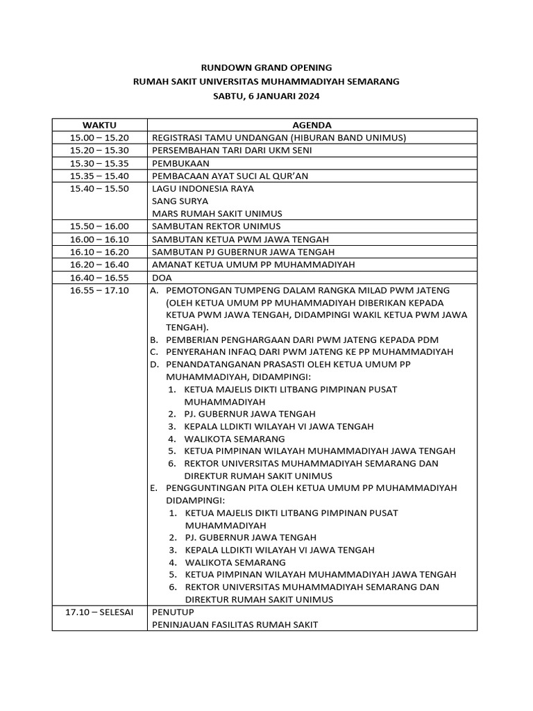 Final Rundown Grand Opening RS Unimus | PDF